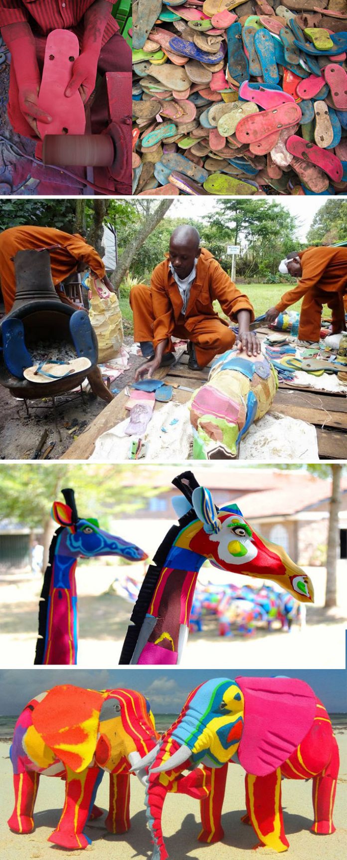 Artesãos transformam chinelos velhos em obras de arte e objetos de ...